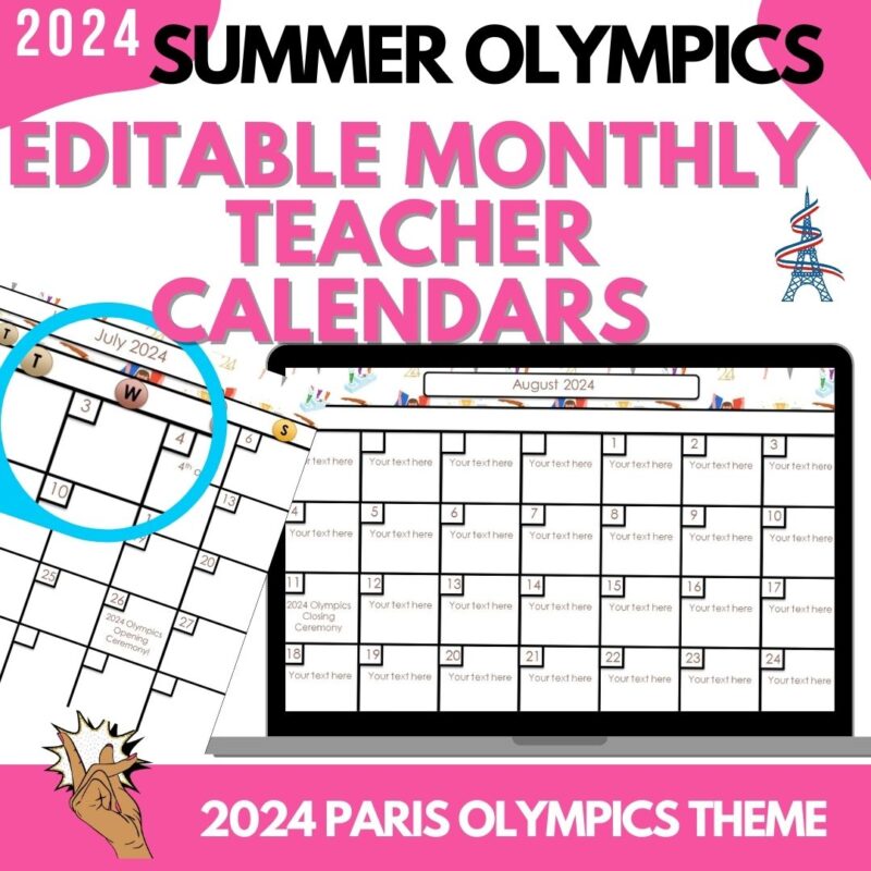 2024 2025 Calendar Editable Summer Olympics Teacher Planner - Teaching ...